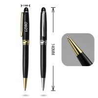 China Personalized Black and Gold Roller Gel Pen with Custom Laser Logo Writing Length 240M for sale