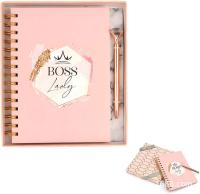 China Rose Gold Foil Notebook And Pen Gift Set For Girl Custom Luxury Office Stationery Set for sale