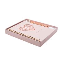 China Rose Gold Foil Notebook And Pen Gift Set For Girl Custom Luxury Office Stationery Set for sale