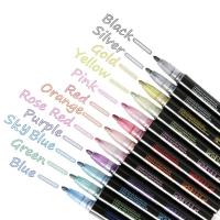 China 12-Color Outline Double Line Permanent Ink Marker Pens for Erasable Writing for sale