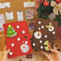 China 2022 Felt A6 Cartoon Christmas Tree Deer Notebook Grid Pages Journal Korean Diary Book for sale