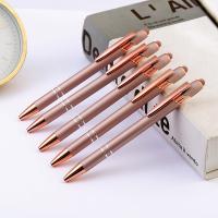China Gel-Ink Ball Pen With Rose Gold Rose Pink Advertising Ballpoint Pen Personalized Gift for sale