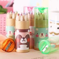 China Pencil 12 Colored Pencils With Topper Sharpener Tube Packing Colorful Wooden Pencil for sale