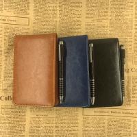 China Reporters' Must-Have A7 PU Leather Cover Notepad with Gel Pen 2 Colors for sale