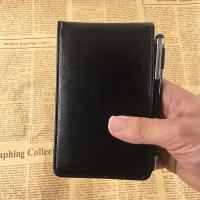 China Reporters' Must-Have A7 PU Leather Cover Notepad with Gel Pen 2 Colors for sale