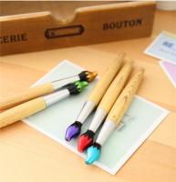 China Office School Chinese Calligraphy Brush Shape Mental Wood Blue Ink Ballpoint Pen for sale
