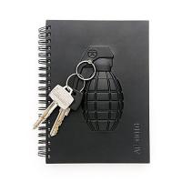 China Black Customized Font Notebook Universal Writing Gun Knife Tactical Hard Cover Paper Notebook for sale