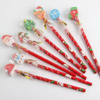 China Children School Supplies Christmas Cartoon Eraser Pencil Set with Red Wood Pencils for sale