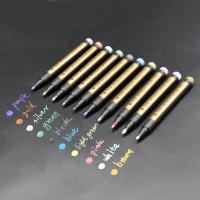 China DIY Black Cardboard Art Marker 8151 Color Metal Paint Note Number Pen Flat Brush Tip for sale