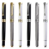 China Custom Logo Printing Black White Slim Metal Ball Point Pen for Customized Color Gift for sale