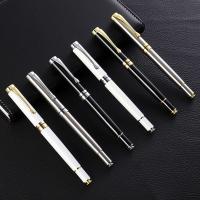 China Custom Logo Printing Black White Slim Metal Ball Point Pen for Customized Color Gift for sale