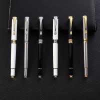 China Custom Logo Printing Black White Slim Metal Ball Point Pen for Customized Color Gift for sale