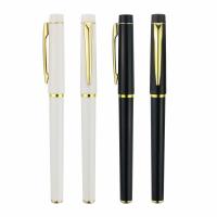 China Customized Color Office Stationery White Roller Pen Metallic Simple Sense Plastic Gel Pen for sale