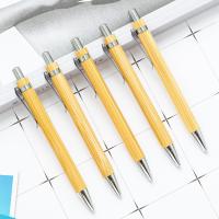 China 1.0mm Writing Width Eco-friendly Bamboo Ballpoint Pen with Metal Clip and Black Ink Color for sale