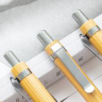 China 1.0mm Writing Width Eco-friendly Bamboo Ballpoint Pen with Metal Clip and Black Ink Color for sale