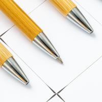 China 1.0mm Writing Width Eco-friendly Bamboo Ballpoint Pen with Metal Clip and Black Ink Color for sale