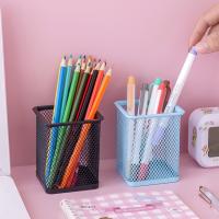 China 2022 Office Stand Cute Pen Container Desktop Personalized Metal Mesh Pen Holder in Green for sale