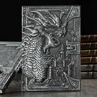 China A5 Size Embossed Leather Writing Notebook Hardcover Gift Journal 3d Antique Dragon for sale