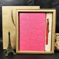 China Leather Cover Material Folded Leaflet Binding Custom A5 PU Cover Note Book with Gift Box for sale