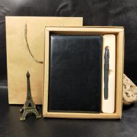 China Leather Cover Material Folded Leaflet Binding Custom A5 PU Cover Note Book with Gift Box for sale