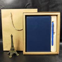 China Leather Cover Material Folded Leaflet Binding Custom A5 PU Cover Note Book with Gift Box for sale