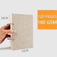 China Retro Spiral Sketchbook Linen Hardcover 120 Pages 160 Gsm Refillable Notebook For Art Drawing for sale