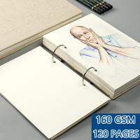 China Retro Spiral Sketchbook Linen Hardcover 120 Pages 160 Gsm Refillable Notebook For Art Drawing for sale