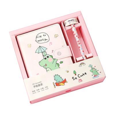 China Customized Logo Imitation Leather Notepad Hand Ledger Notebook And Pen Stationery Set for sale