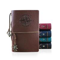 China Imitation Leather Cover A5 A6 Brown Kraft Notebook With Daily Weekly Monthly Planner for sale
