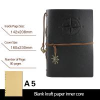 China Imitation Leather Cover A5 A6 Brown Kraft Notebook With Daily Weekly Monthly Planner for sale
