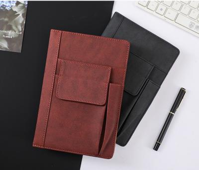 China Printed Style Custom A5 Pu Leather Office Journal with Pen Holder and Phone Pocket for sale