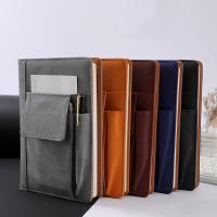 China Printed Style Custom A5 Pu Leather Office Journal with Pen Holder and Phone Pocket for sale