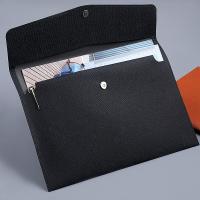 China Customized Logo Waterproof PU Leather A4 File Folder Document Holder with File Pocket for sale