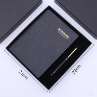 China Customized A5 Wood-free Paper PU Resin Cover Leather Journal Notebook Set With Pen for sale