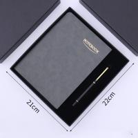 China Customized A5 Wood-free Paper PU Resin Cover Leather Journal Notebook Set With Pen for sale