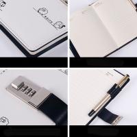 China Hardcover A5 Pu Leather Diary with Coded Lock Promotion Journal Pen Notebook Set for sale