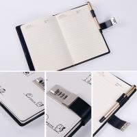 China Hardcover A5 Pu Leather Diary with Coded Lock Promotion Journal Pen Notebook Set for sale