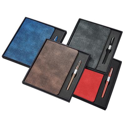 China Custom Logo A5 Leather Business Office Stationery Sewing Binding Notepad Gift Box Set for sale