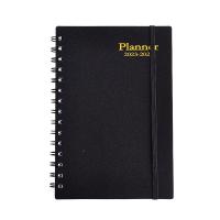 China Customizable A5 Black Daily Planner Spiral Bound Notebook with Customized Logo and Size for sale