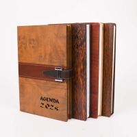 China A5 Size Notepad Custom Printed Luxury Bamboo Wood Cover Notebook for Business Gift for sale