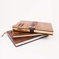 China A5 Size Notepad Custom Printed Luxury Bamboo Wood Cover Notebook for Business Gift for sale