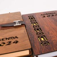 China A5 Size Notepad Custom Printed Luxury Bamboo Wood Cover Notebook for Business Gift for sale