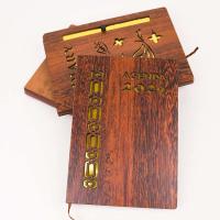 China A5 Size Notepad Custom Printed Luxury Bamboo Wood Cover Notebook for Business Gift for sale