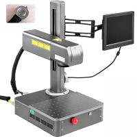 China 20 Watt 60khz Plastic Fiber Laser Marking Machine With Computer for sale