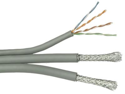 China RG6BC with  26AWG UTP CAT5E Lan Cable ,  75 ohm CAT5E Cable for Gigabit Ethernet for sale