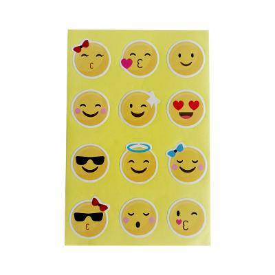 China Emotional Smile Expression Adhesive Round Stickers Cute Custom Logo for sale