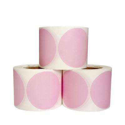 China 2 Inch Round Pink Circle Thermal Labels For Valentines Day Scratch proof for sale