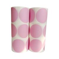 China Self Adhesive Round Pink Circle Thermal Paper Labels Roll DIY LOGO Design for sale