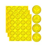 China Custom Gold Metallic Package Wafer Seal Stickers Serrated Edge For Awards for sale
