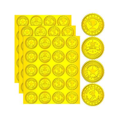 China Custom Gold Metallic Package Wafer Seal Stickers Serrated Edge For Awards for sale